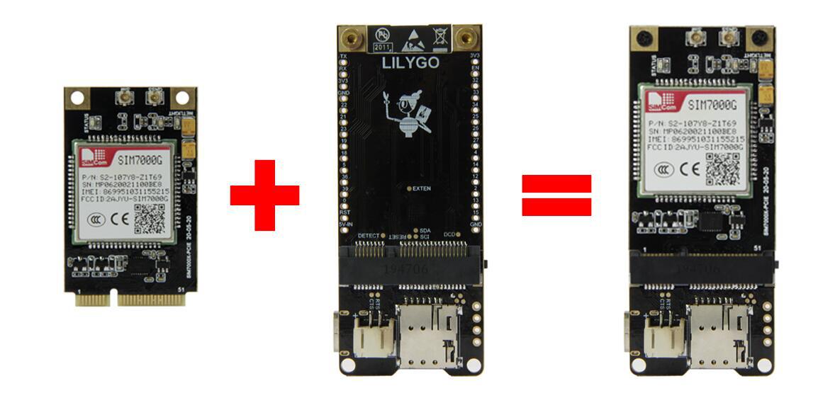 LILYGO® T-PCIE ESP32 7670 PMU 2G 3G NB-IOT 4G CAT1 CAT4 GPS-阿里巴巴