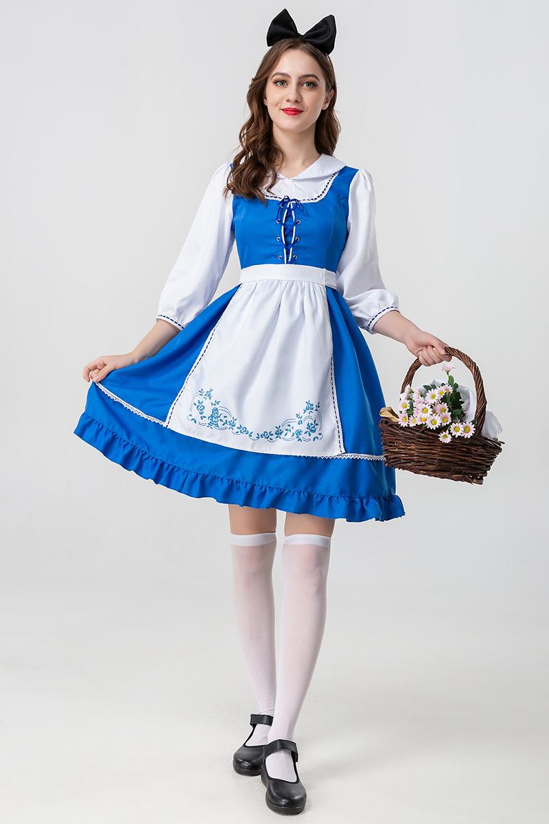 英国农庄服饰 中世纪平民服装女装欧洲女仆服厨娘装田园风农场服-阿里巴巴