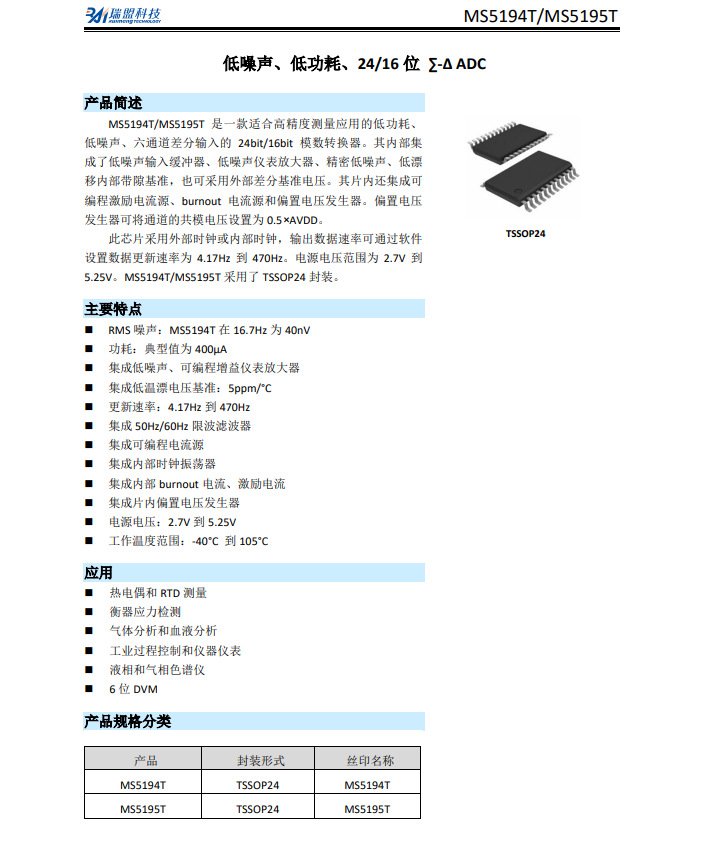 MS5194T/AD7794/MS5195T/AD7795 24bit/16bit 模数转换器 一级-阿里巴巴