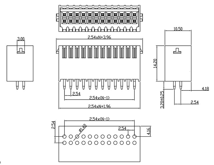 2.54双层插拔接线端子KF2EDGKEG-2.54mm黑色免螺丝弹簧端子-阿里巴巴