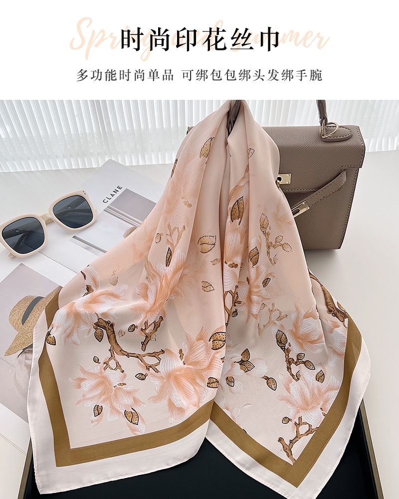 2025新款玉兰花优雅气质方巾女上班通勤衬衫领巾多功能装饰丝巾-阿里巴巴