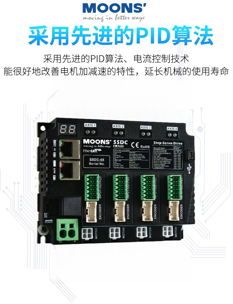 MOONS鸣志电机SSDC系列一拖四闭环脉冲总线控制型步进伺服驱动器-阿里巴巴