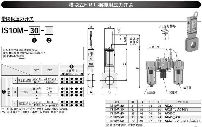 SMC带隔板压力开关3C-IS10-IS10M-20-30-40-50-60-6-L-Z-6L-6Z-A-阿里巴巴