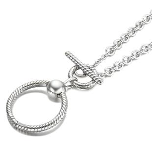 雅丽特 潘家s925 银珠子 Moments O 型吊坠T字扣项链391157C00-阿里巴巴