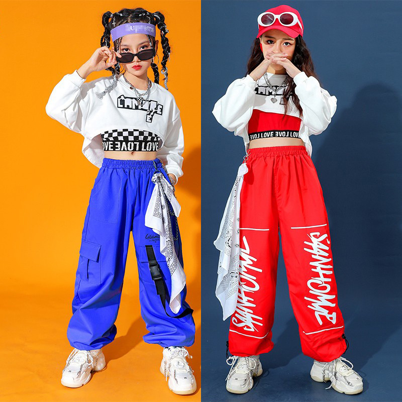Girls kids boys Plaid hiphop street jazz dance costumes children hip ...