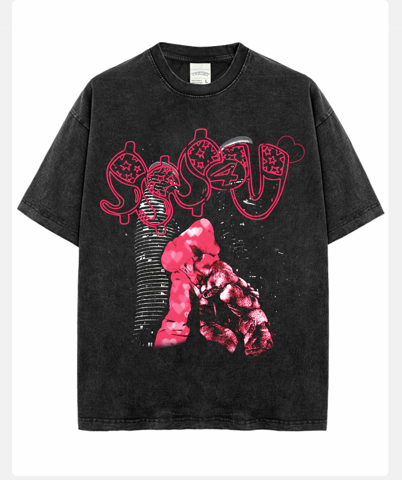 跨境美式嘻哈公鸭DRAKE印花SSS4U短袖t恤水洗长袖宽松连帽卫衣男-阿里巴巴