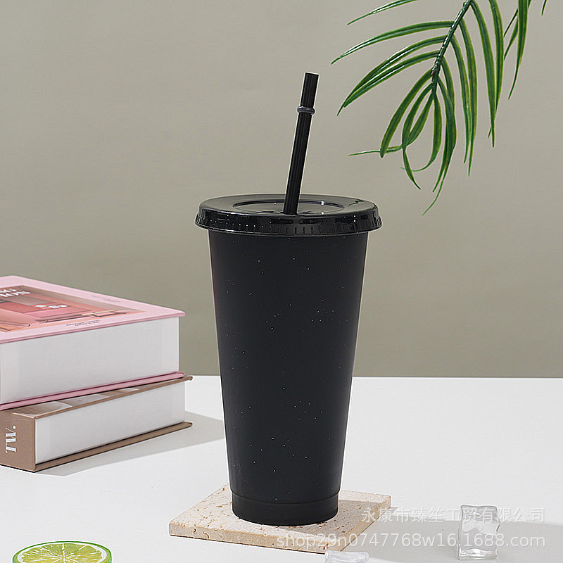 工厂直出跨境爆款彩色闪粉吸管杯大容量710ml创意pp塑料杯可logo-阿里巴巴