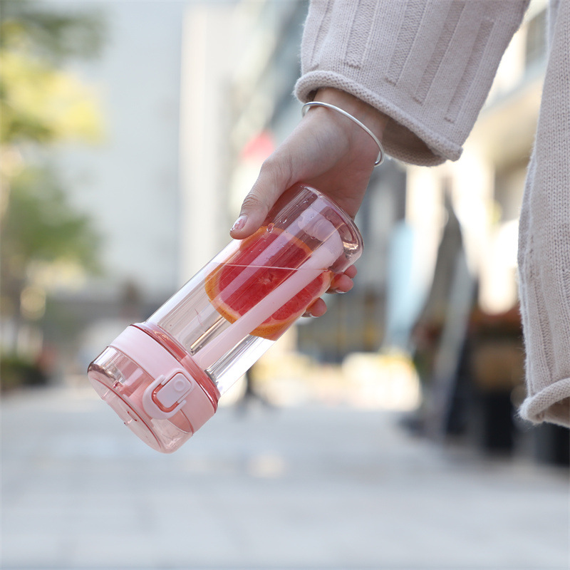 提盖简约学生450ML塑料随身水杯密封防漏便携泡茶水杯礼品吸管杯-阿里巴巴