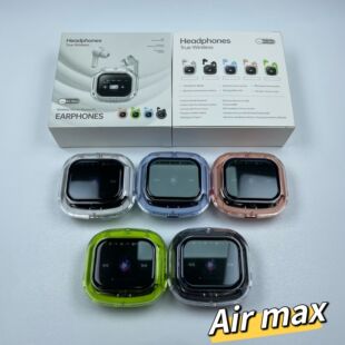 跨境AirMax入耳式LCD屏幕降噪透明款超长续航透明仓运动蓝牙耳机-阿里巴巴