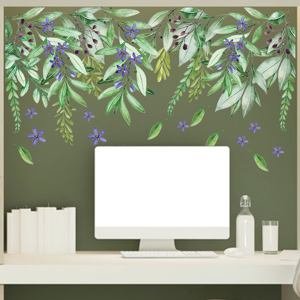 绿植藤蔓蝴蝶自粘PVC贴纸 JS-N0跨境定 制客厅卧室窗户装饰墙贴-阿里巴巴