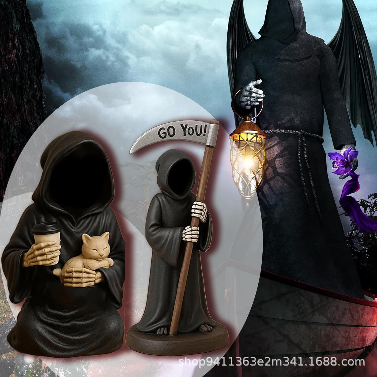 跨境新品Emotional Support Grim Reaper Figurine情感支持死神雕-阿里巴巴
