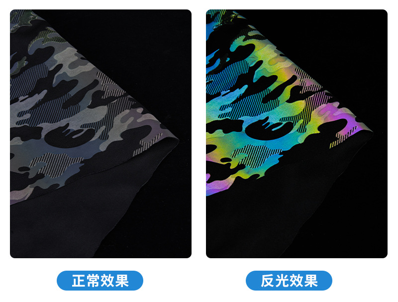 工厂热转印反光面料 七彩反光布服装印花反光布 幻彩弹力反光面料-阿里巴巴