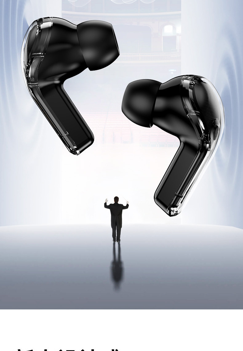 跨境a9pro藍牙耳機AirMAX入耳式LCD触摸彩屏幕降噪透明款超长续航-阿里巴巴