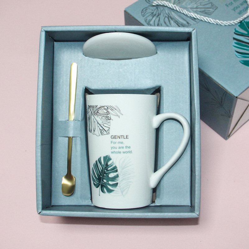 General merchandise ceramic cup office creative simple mug cup with lid ...