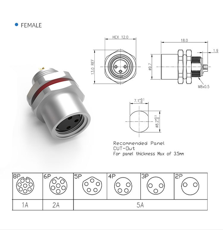 虎连直供M8后锁连接插头连接头圆形连接器M8航空插头2-8P-阿里巴巴