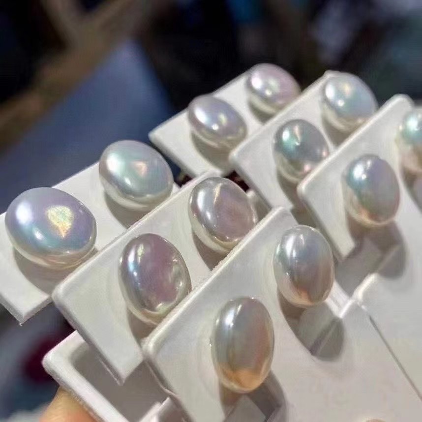 12-13mm天然纽扣巴洛克珍珠耳钉简约新款复古s925纯银耳环轻奢女-阿里巴巴