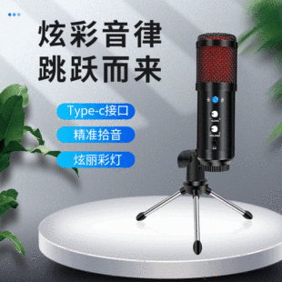 声响824P网络直播麦克风 k歌主播录音麦克风桌面有线声卡电容麦-阿里巴巴