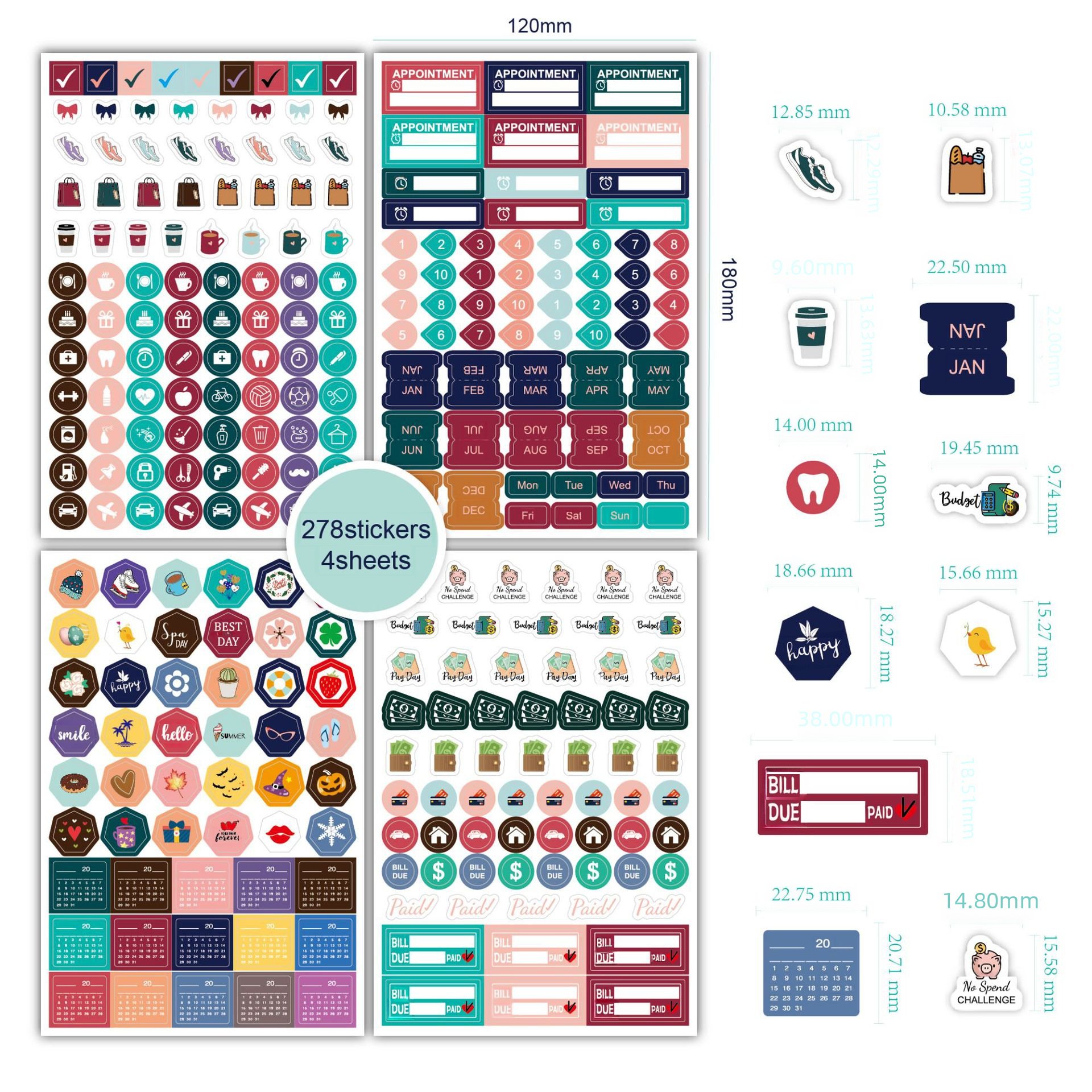 PLANNER STICKER Business Fitness Theme Planning Sticker Note Mark ...