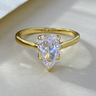 隆隆金新款S925纯银戒指高级感6*9mm梨形锆石镶嵌精致时尚闭口戒-阿里巴巴