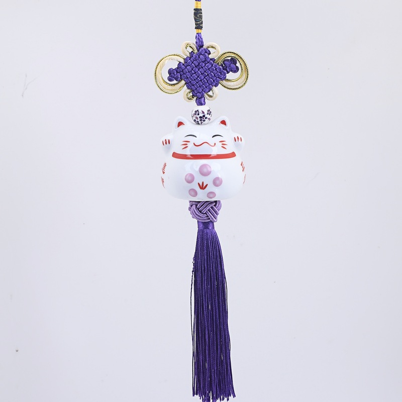 2pcs Auto car hanging Ceramic lucky cat hang god of luck wealth inside ...
