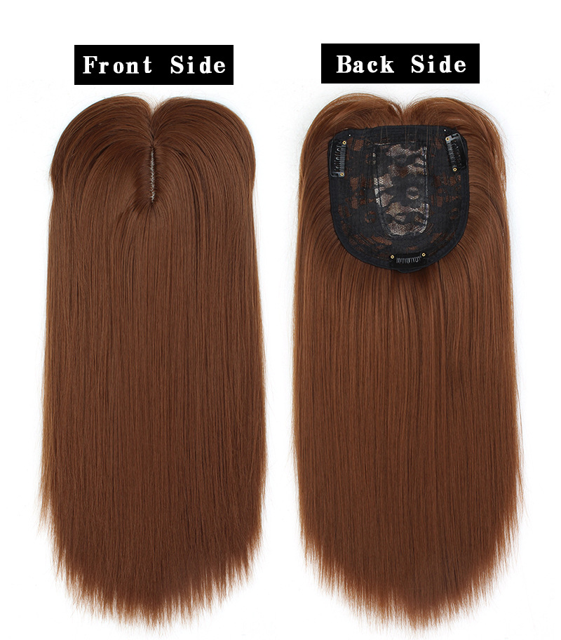 22'刘海款直发补发块 假发女士头顶补发片遮白发金棕米麻色topper-阿里巴巴