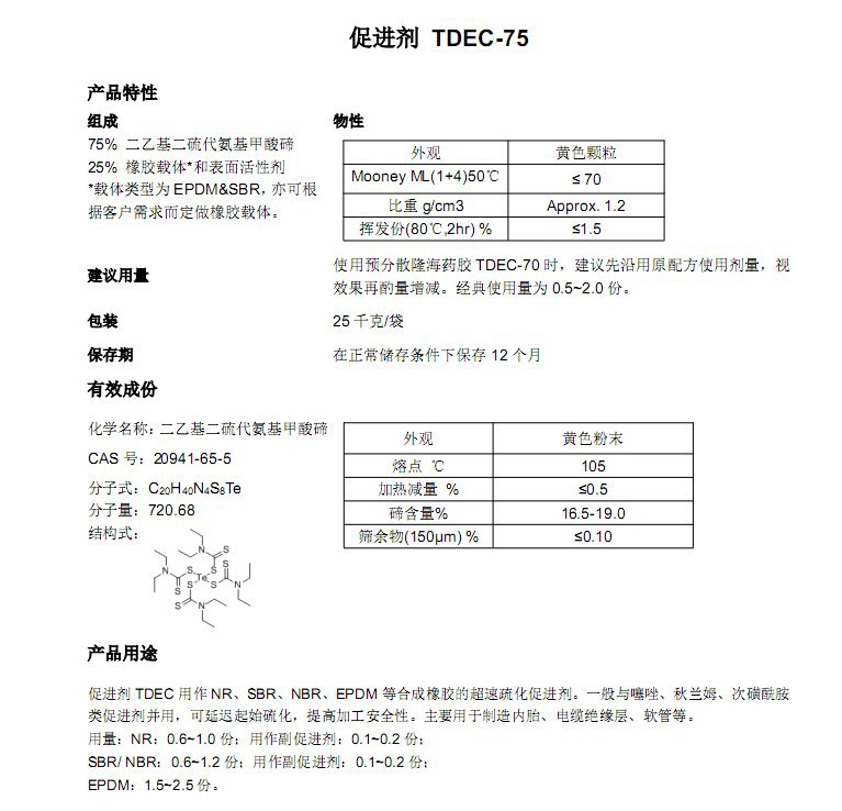 橡胶超超速促进剂TDEC（TEL)|TDEC-75|颗粒状-阿里巴巴