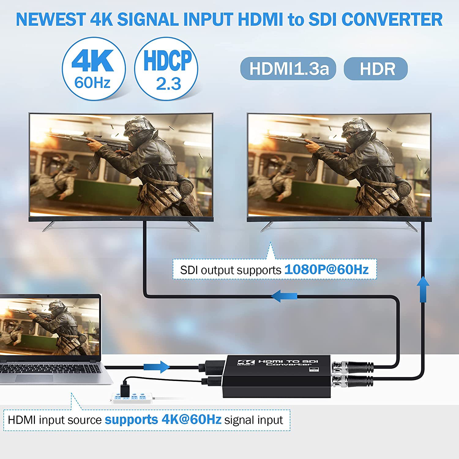 4K HDMI TO SDI HDMI转SDI转换器HDMI2.0支持4k60HZ HDCP2.3解码-阿里巴巴