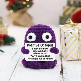 跨境新品手工钩织positive octopus正能量章鱼玩偶积极八爪鱼摆件-阿里巴巴
