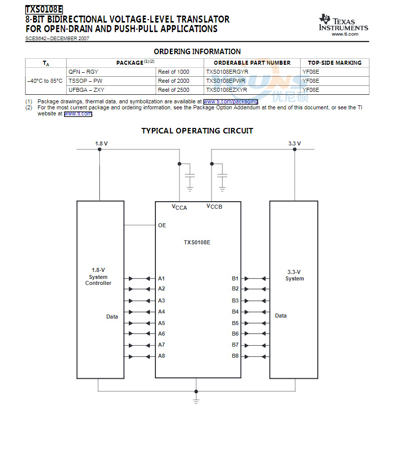 TXS0108EPWR丝印YF08E 贴片TSSPOP-20 电平转换器芯片IC TI德州-阿里巴巴