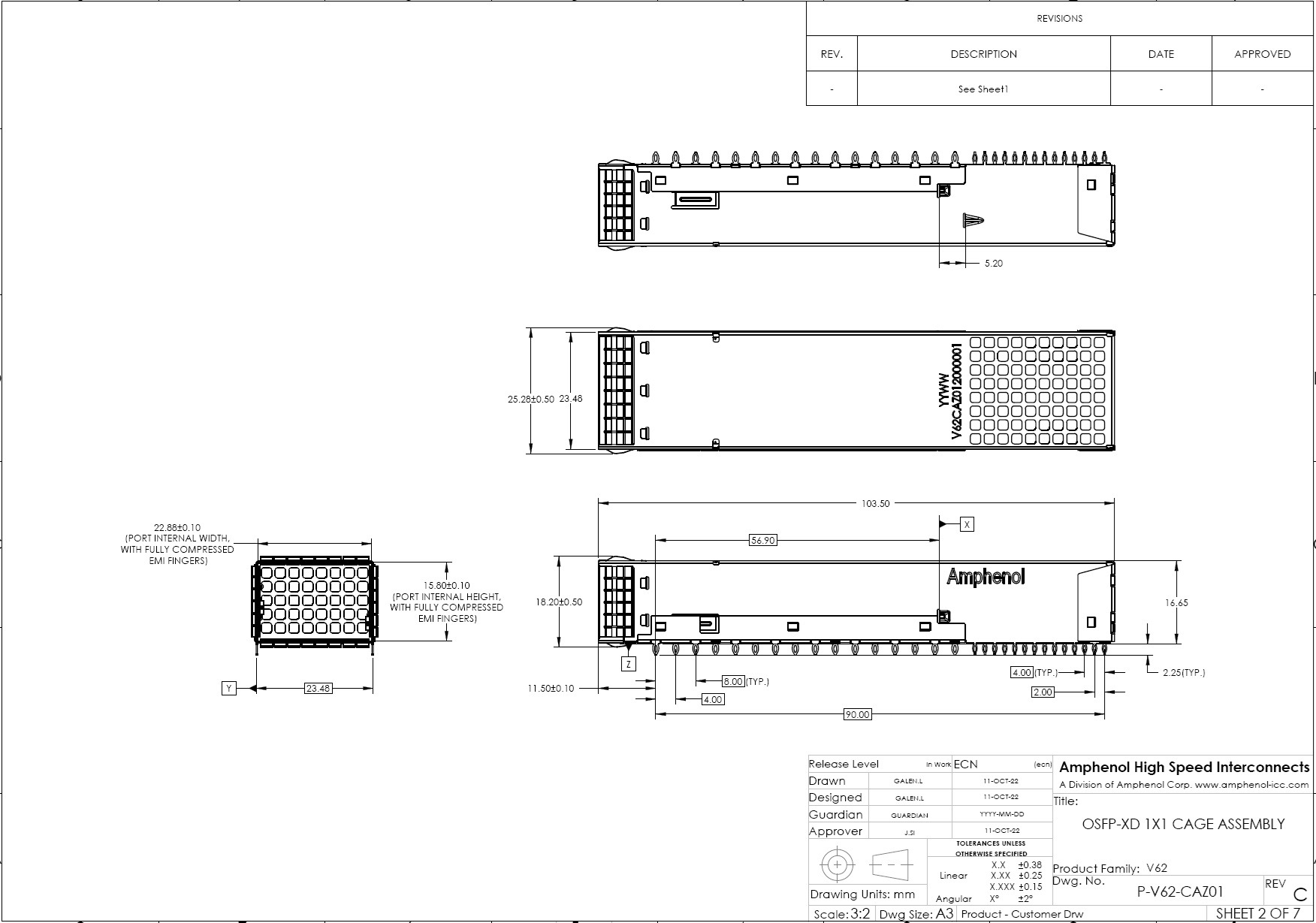 Amphenol OSFP-XD 1x1 Cage 屏蔽罩 V62-CAZ01-2000001-阿里巴巴