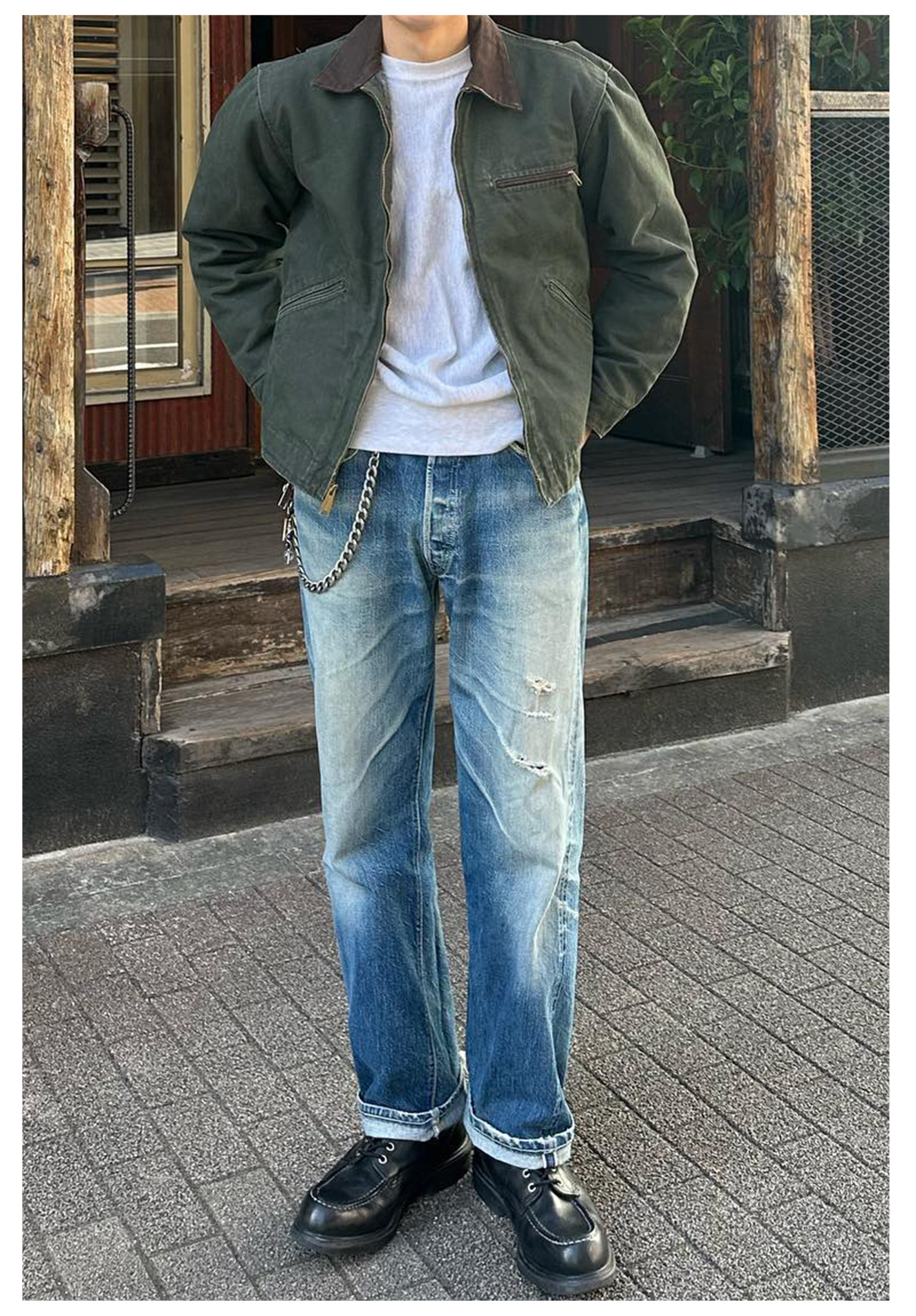 美式cleanfit卡哈特重磅水洗做旧底特律J97宽松工装翻领夹克外套-阿里巴巴