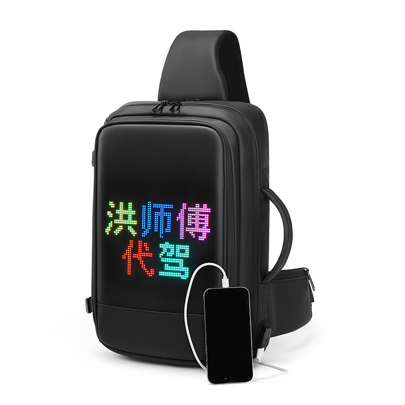 Men's Led Display Chest Bag Large Capacity Korean Fashion Multimedia ...
