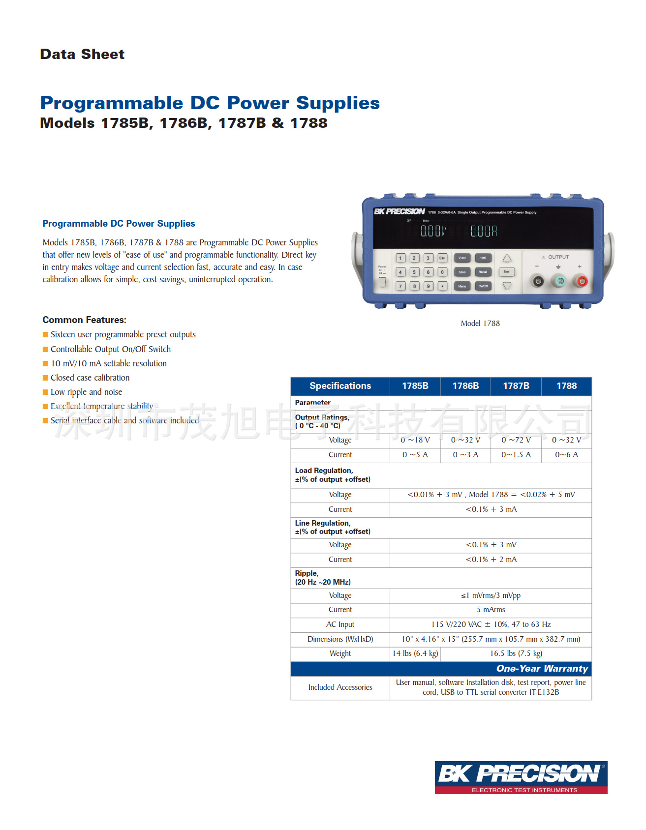 百科BK Precision【BK1788】RS232线性可编程式直流电源32V6A192W-阿里巴巴