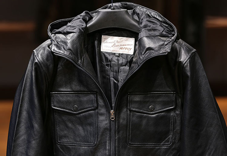 AVFLY连帽真皮皮衣男厂家直供春秋休闲M65牛皮夹克外套-阿里巴巴