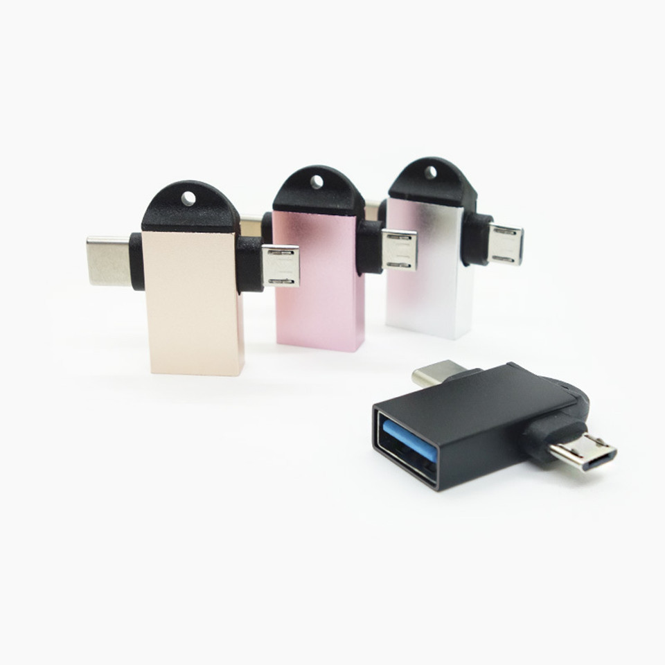 USB3.0转TYPE-C+micro安卓转接头 OTG转接头二合一OTG转换器-阿里巴巴
