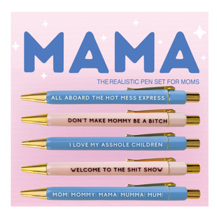 MAMA Pen Set妈妈主题5支笔套装马卡龙按动塑料笔印刷文案LOGO-阿里巴巴