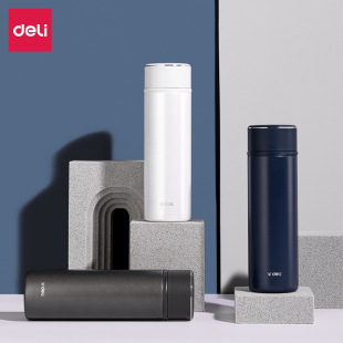 得力LL601成人商务保温杯500ml可印logo白/蓝/灰保温杯304不锈钢-阿里巴巴