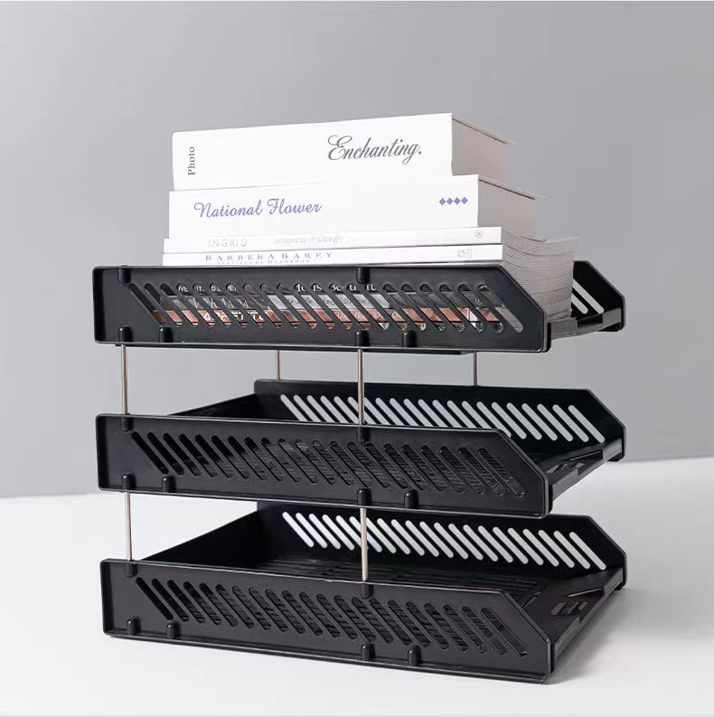 三层文件盘桌面物品收纳架文件框资料整理架学生用品篮办公档案架-阿里巴巴