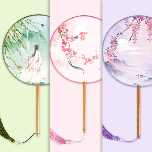 Translucent antique hanfu costume fairy dress dance round fan woman ...