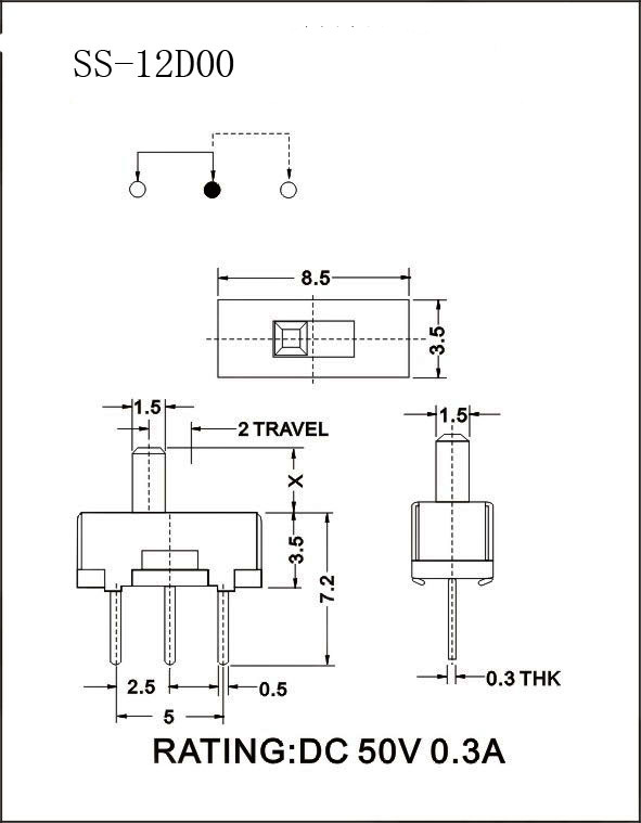 拨动开关 SS12D00G4 立式 三脚二档 波动 滑动玩具开关 厂家批发-阿里巴巴