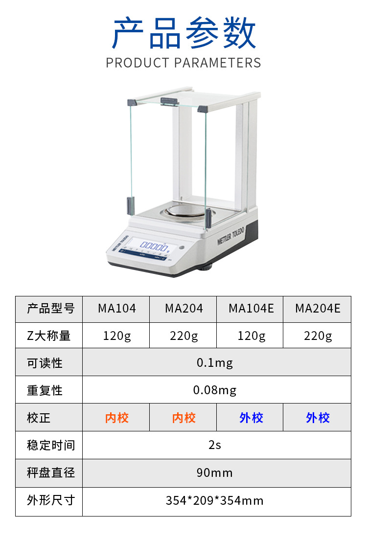 梅特勒托利多电子天平ME104 MA204 万分之一0.1mg电子分析天平-阿里巴巴