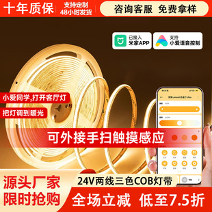 已接入米家APP智能cob灯带语音无极调光客厅双眼皮线形灯双色24v-阿里巴巴