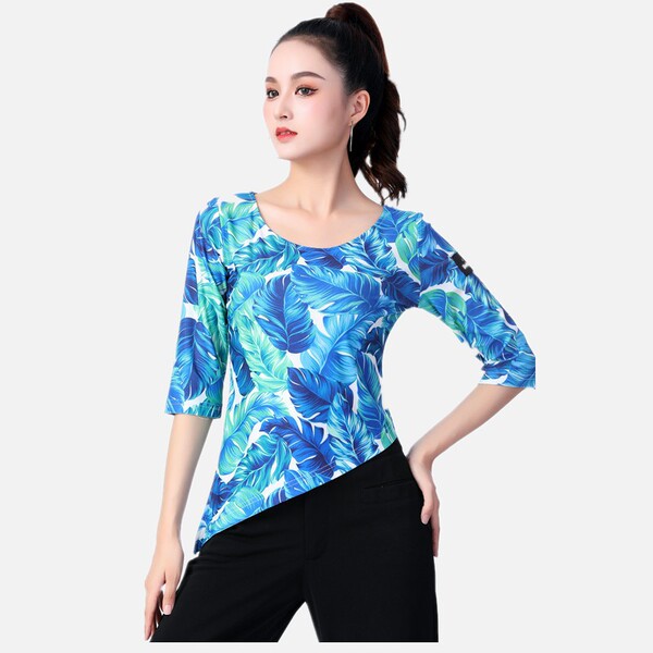 Dance clothing team female new sleeve blouse in summer printed long ...