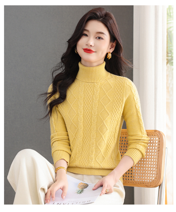 羊毛衫2025秋冬新款女士高领短款绞花针织打底衫厚保暖毛衣女-阿里巴巴