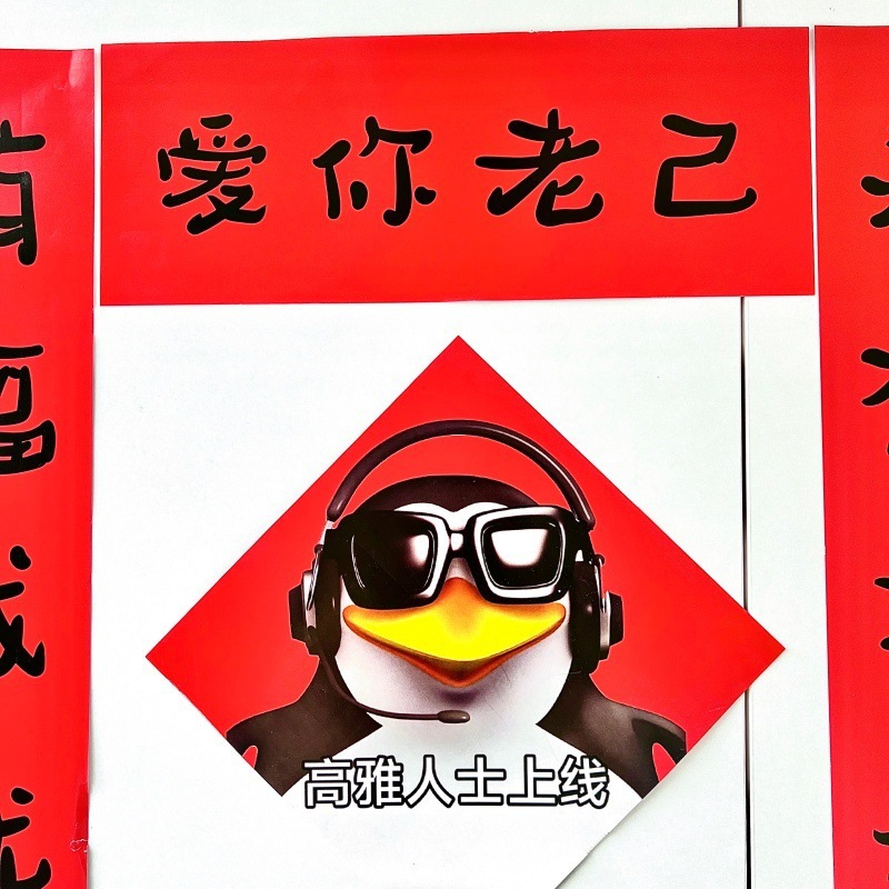 新年抽象爱你老己搞笑对联新款春节宿舍房间学生卧室过年春联门帘-阿里巴巴