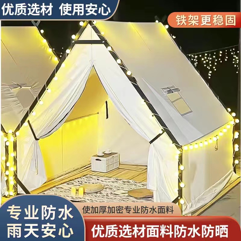 W outdoor Net red triangle tent starry sky roof camp outdoor barbecue ...