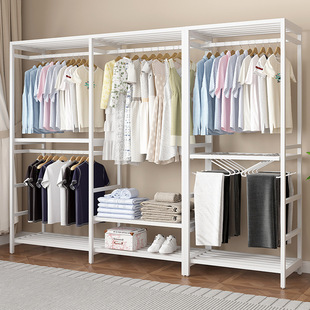 落地步入式金属衣帽间挂衣架组合卧室家用置物架全钢架开放式衣柜-阿里巴巴