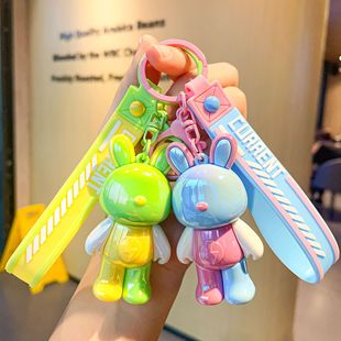 可爱卡通拼色炫酷兔子钥匙扣创意汽车学生书包挂件情侣小礼品批发-阿里巴巴