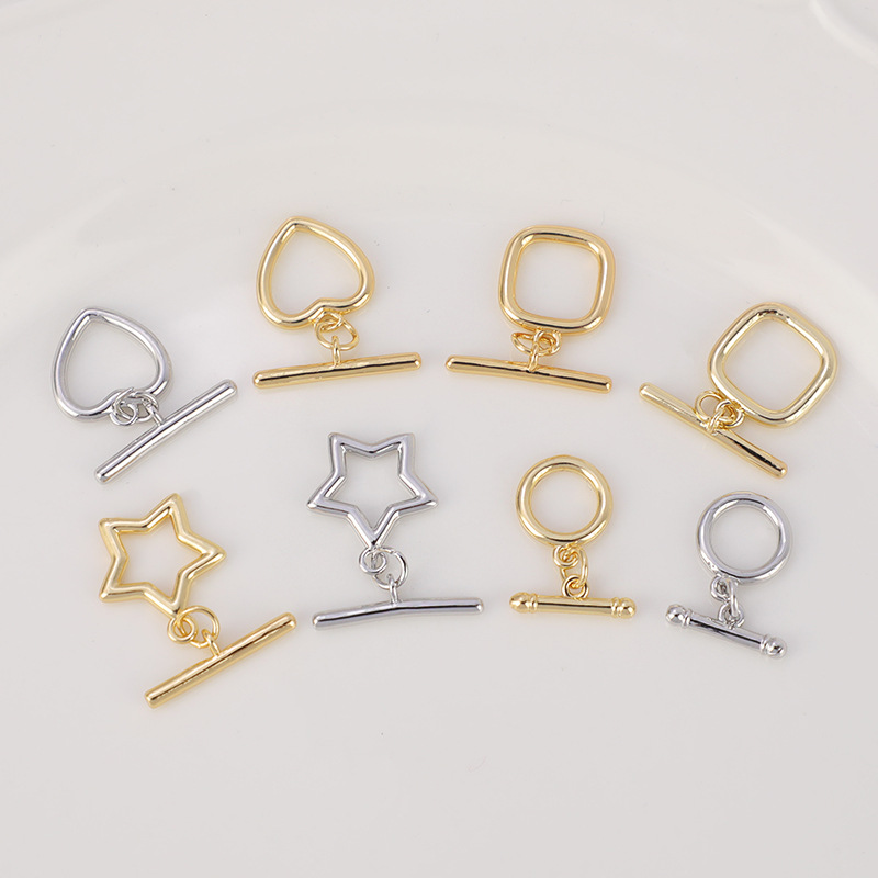 18K包金光面OT扣 保色DIY配件项链连接扣 铜五角星心形手链扣-阿里巴巴