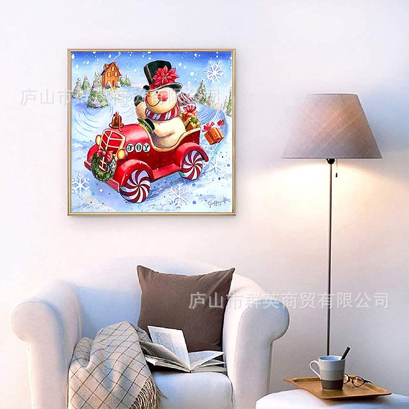外贸专供5d钻石画满钻卡通圣诞雪人diy贴钻石绣装饰挂画 厂家批发-阿里巴巴